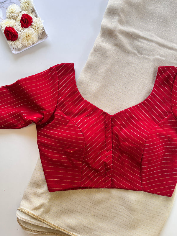 Saba in Off white & Date Night Red Blouse – Blouses by Barakah