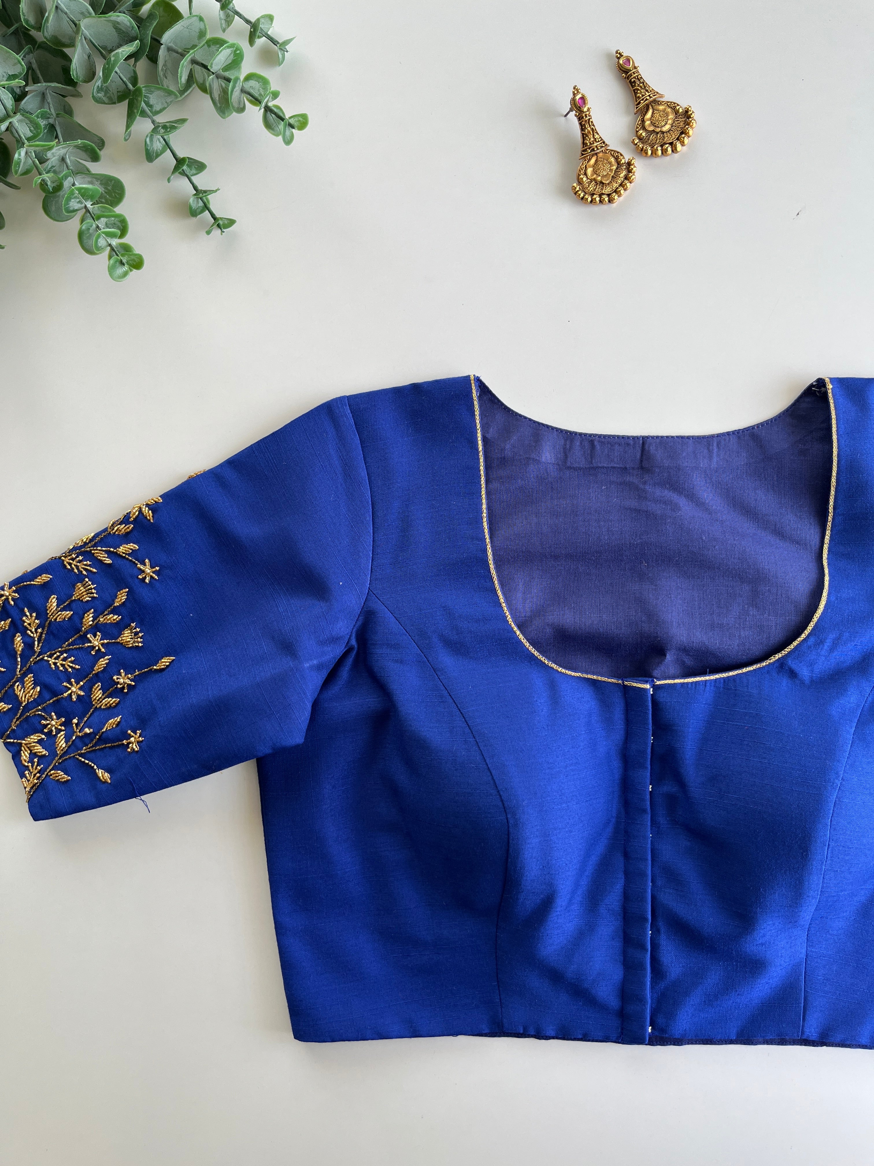 Royal Blue Handwork Blouse – Blouses by Barakah